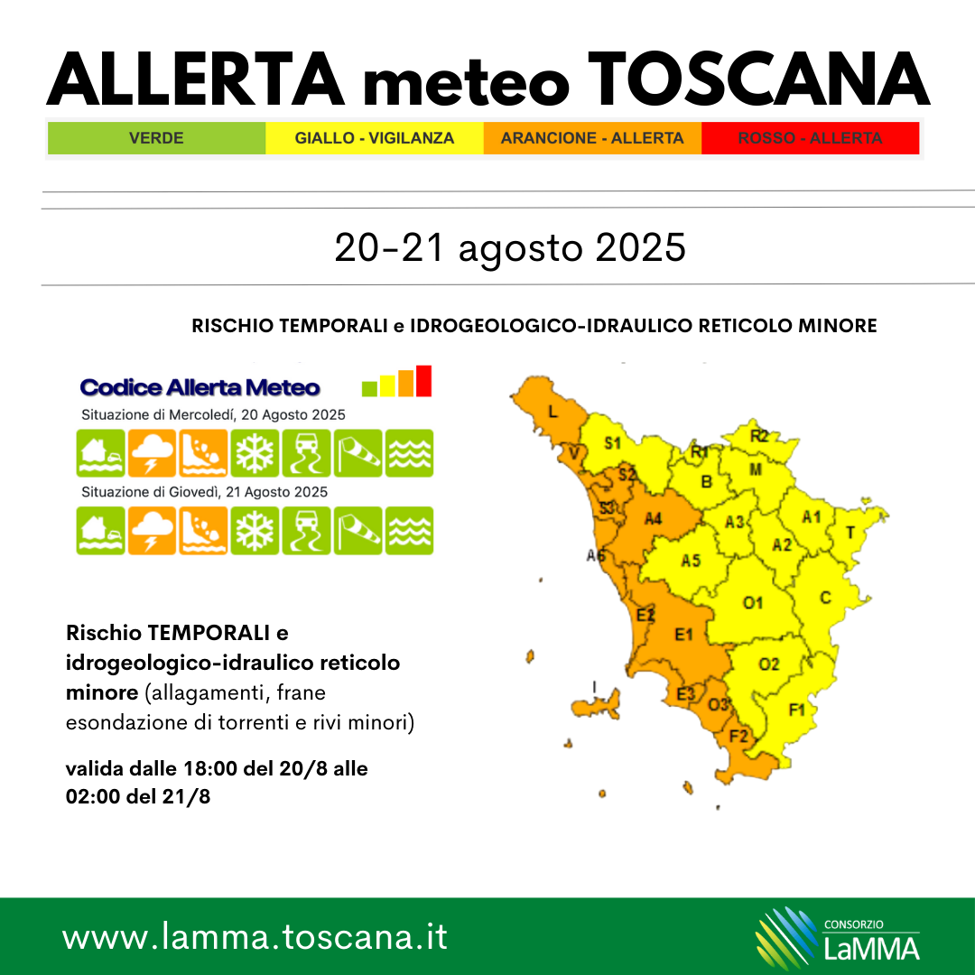 Allerta arancione per temporali | Consorzio LaMMA